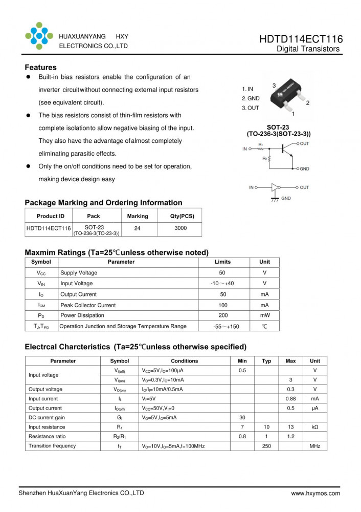 HDTD114ECT116 datasheet page 1