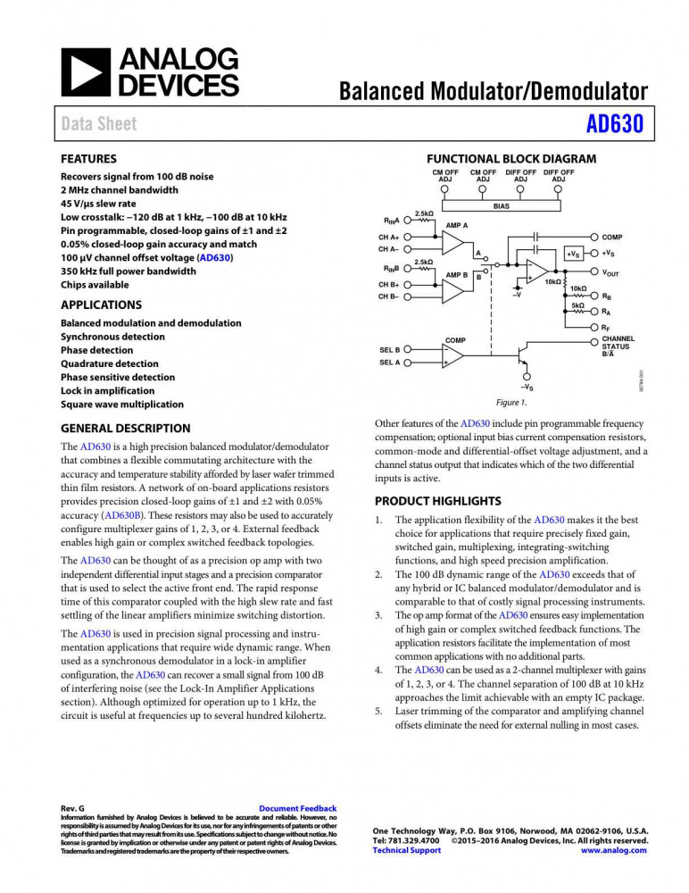 AD630 datasheet preview, page 1