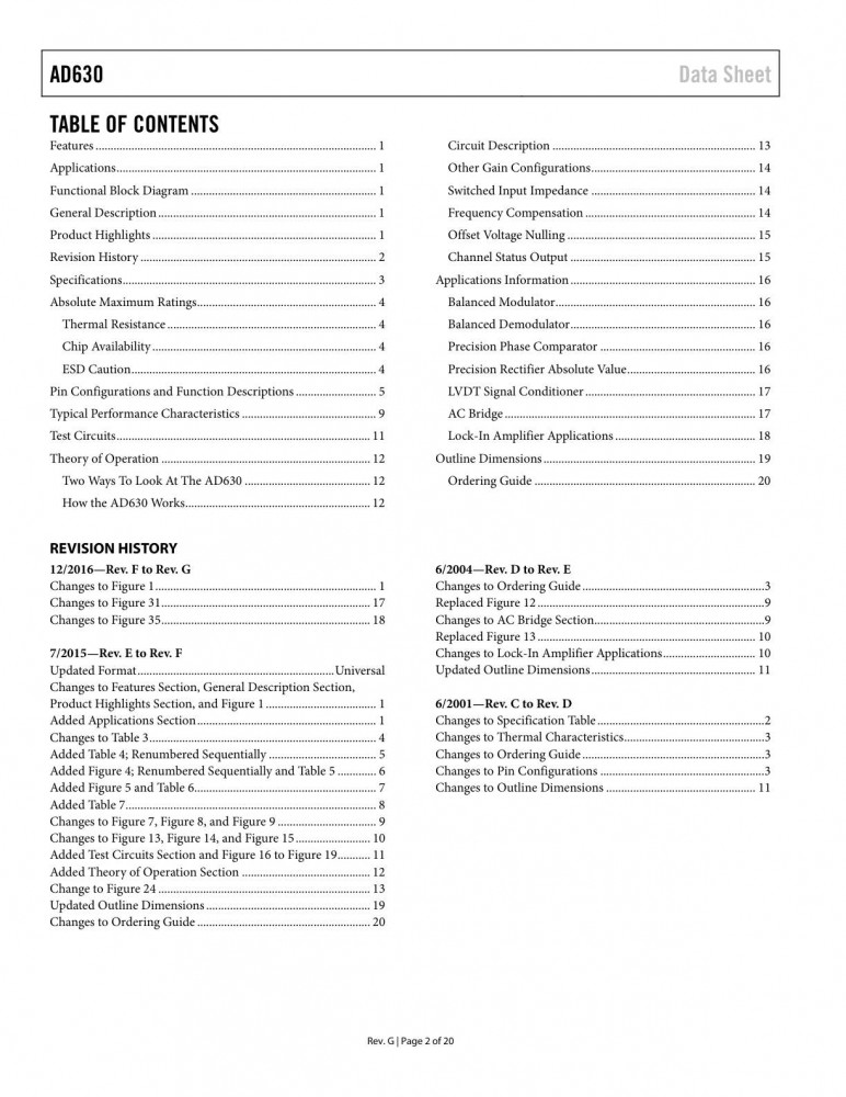 AD630 datasheet preview, page 2