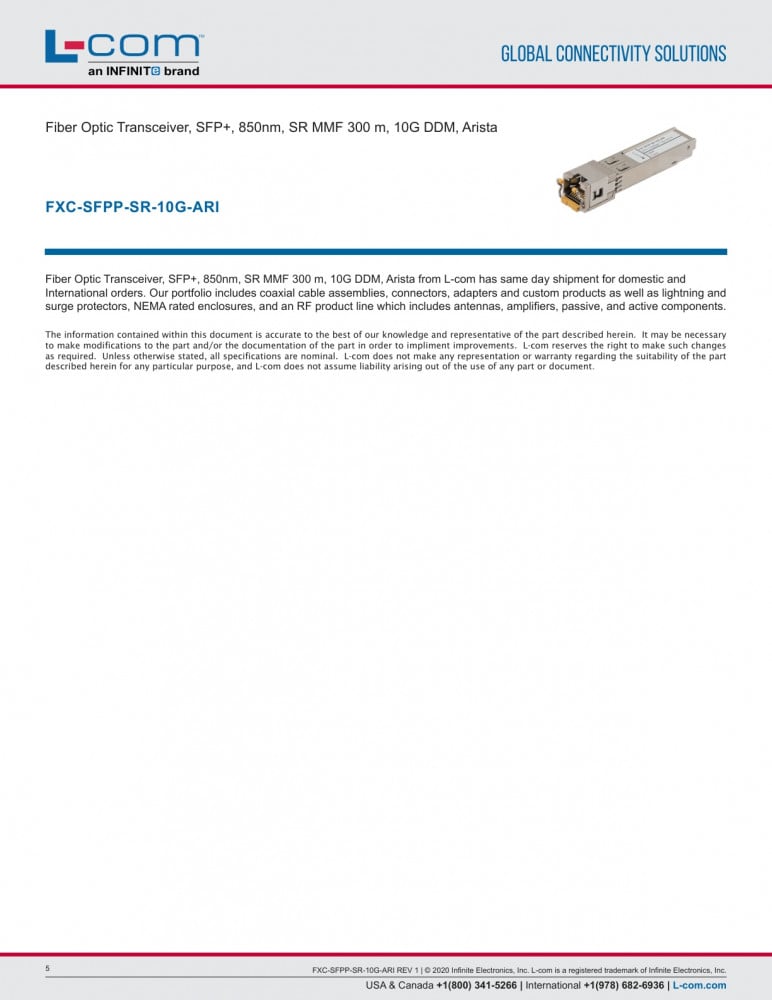 FXC-SFPP-SR-10G-ARI datasheet page 5