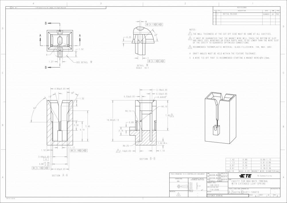 TE Connectivity 1418686-1 controlled customer drawing