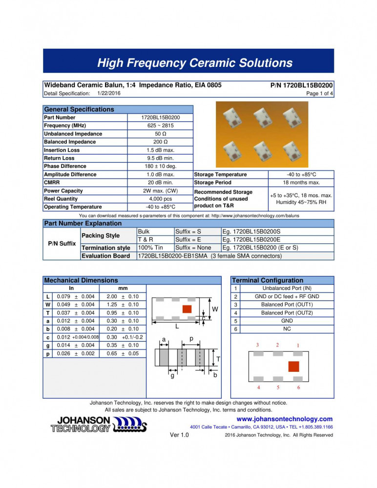 1720BL15B0200E datasheet page 1