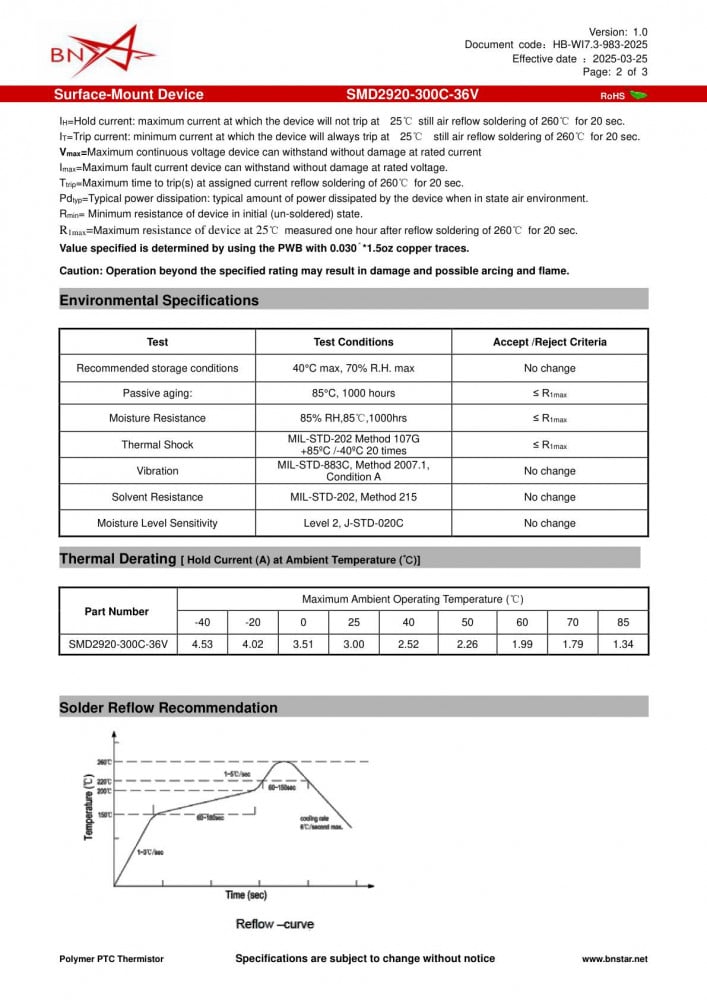 BNstar SMD2920-300C-36V datasheet page 2