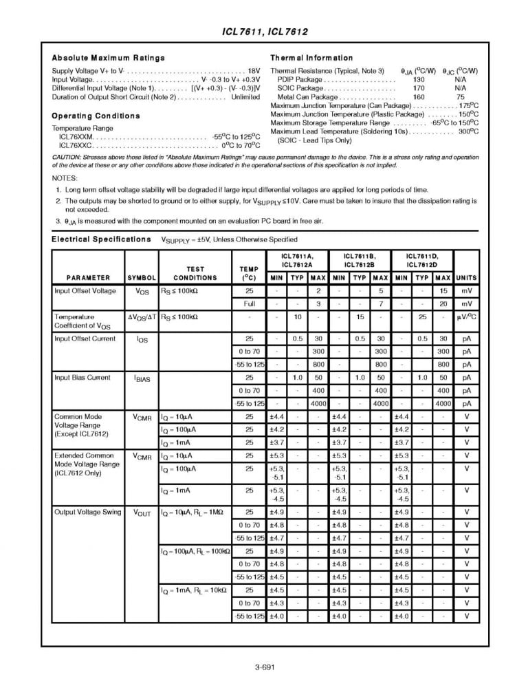 ICL7612DMTV datasheet page 4