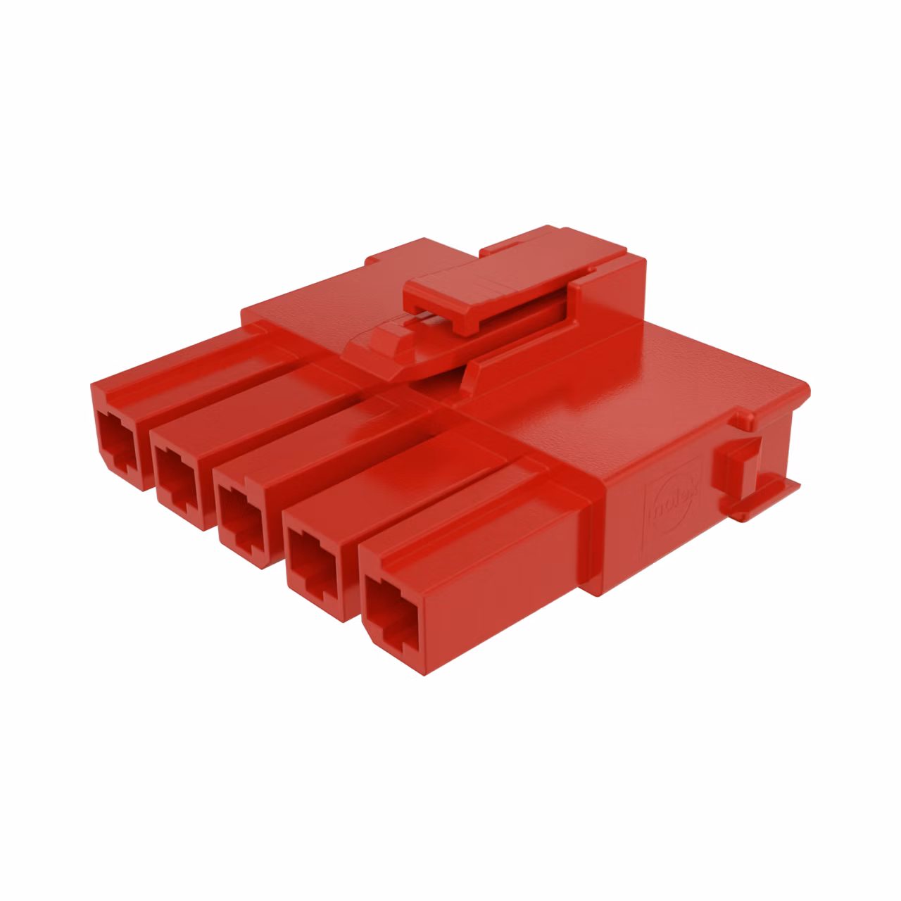 Mega-Fit ColorLock Tangless TPA-Capable Receptacle Housing, Single Row, 5 Circuit, UL 94V-0, Glow-Wire Capable, Red for sale