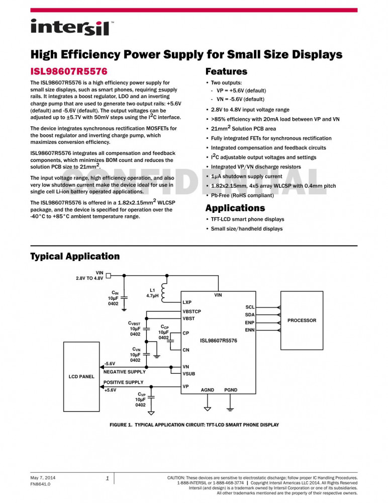 Datasheet page 1