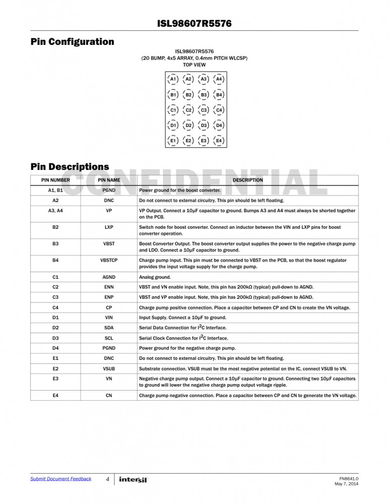 Datasheet page 4