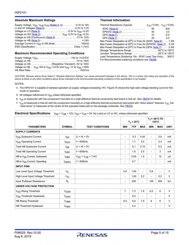 HIP2100IBZT technical document page 5