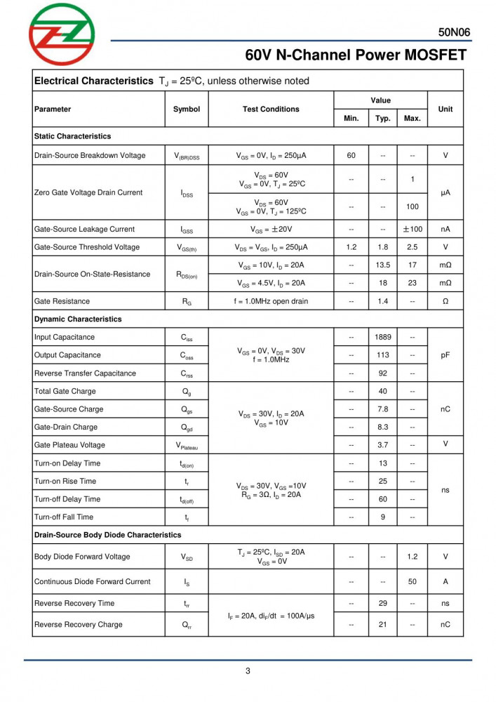 BCD50N06 datasheet page 3