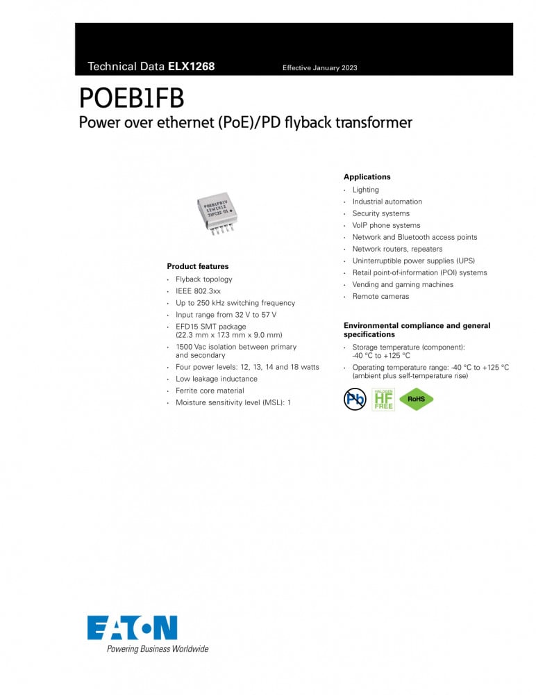 EATON POEB1FB datasheet page 1