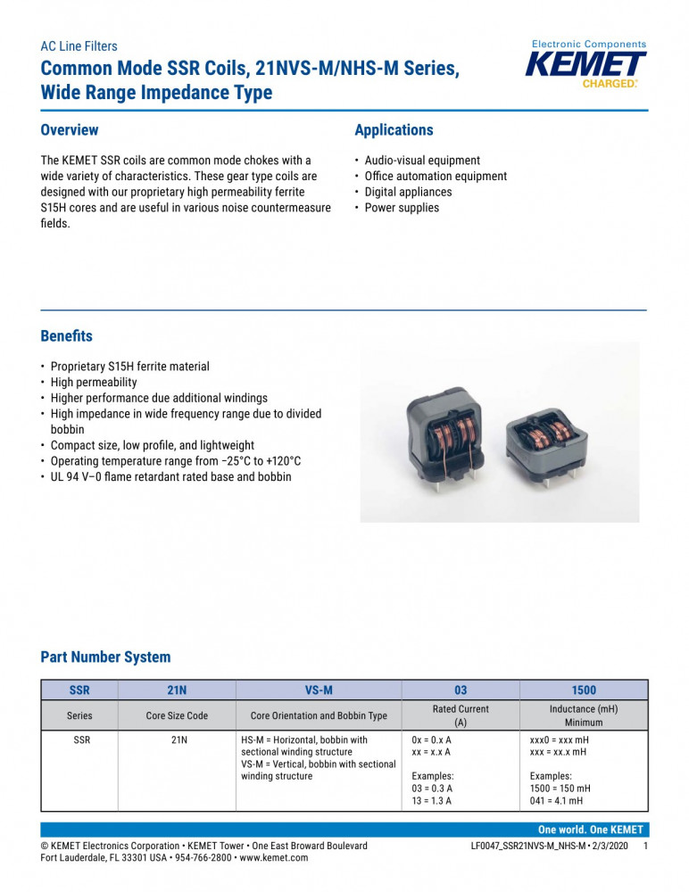 KEMET SSR21NHS-M20103 datasheet page 1