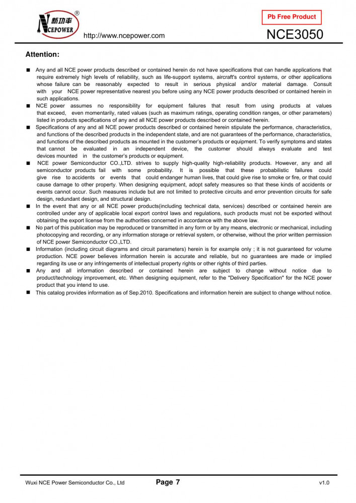 NCE3050 datasheet page 7