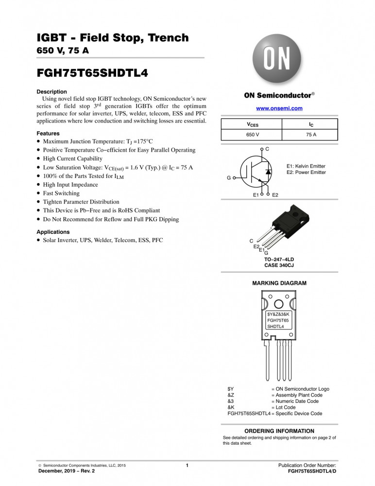 FGH75T65SHDTL4 datasheet page 1