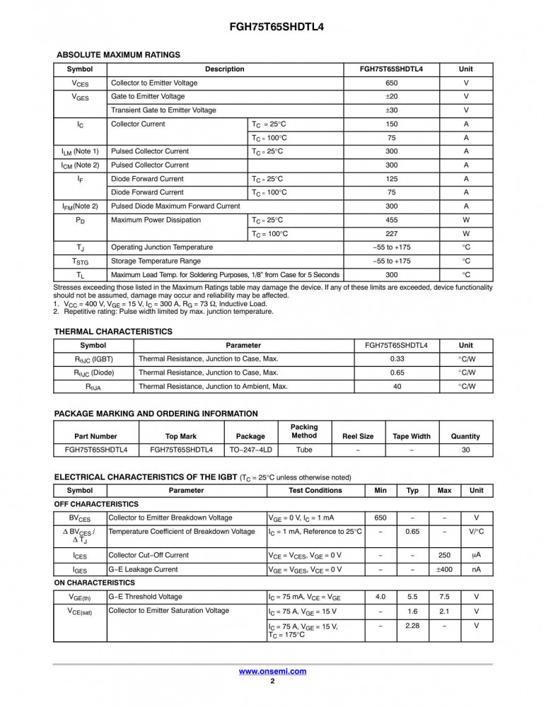 FGH75T65SHDTL4 datasheet page 2