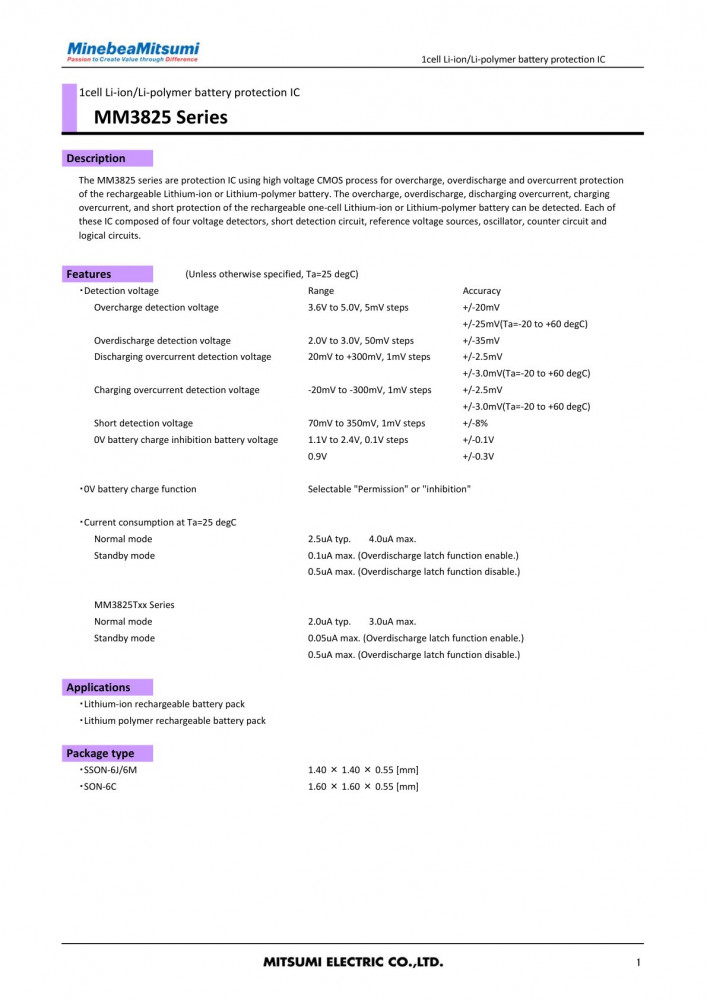 MM3825 datasheet page 1