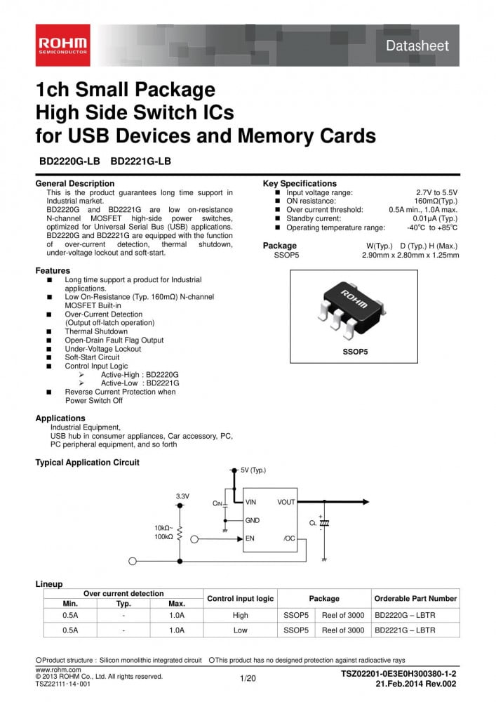 BD2221G-LBTR datasheet page 1