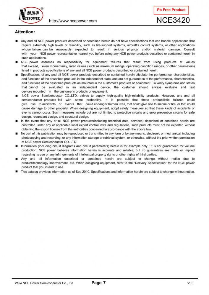 NCE3420 datasheet page 7