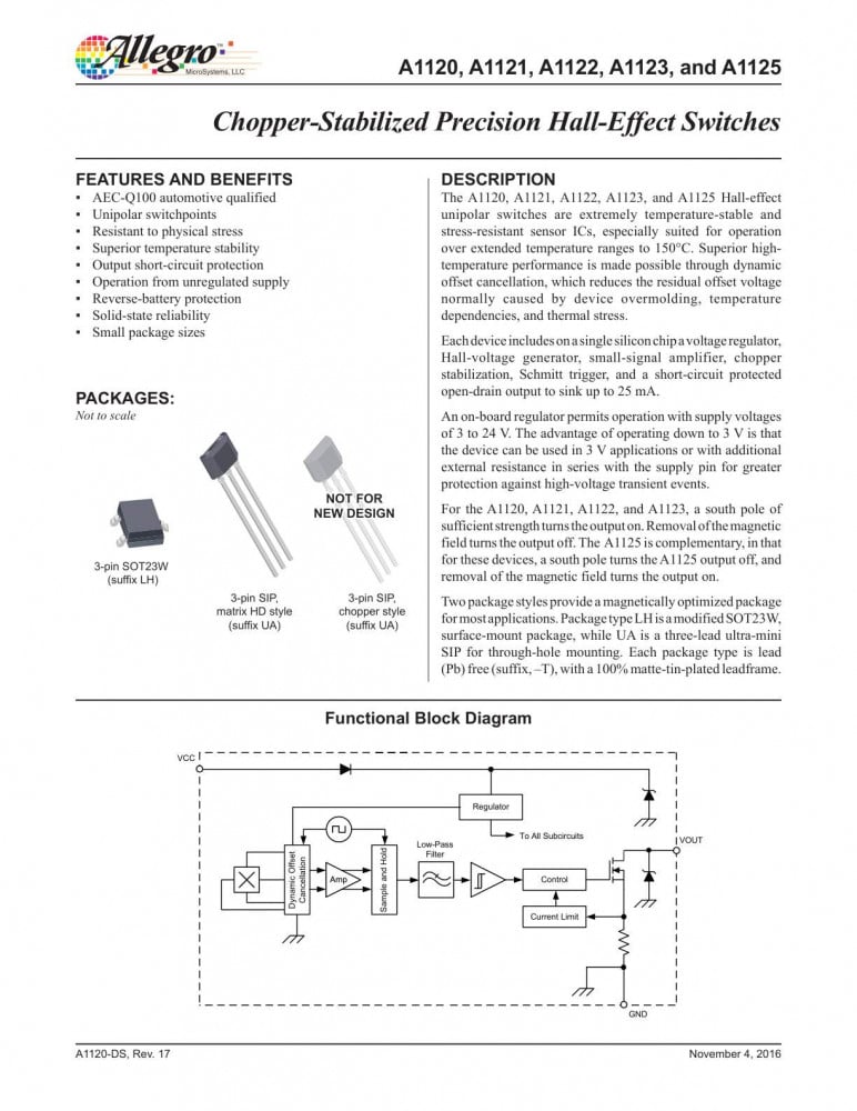 A1120 datasheet page 1