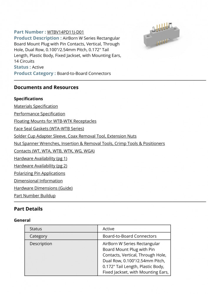 WTBV14PD11J-D01 technical document image, page 1