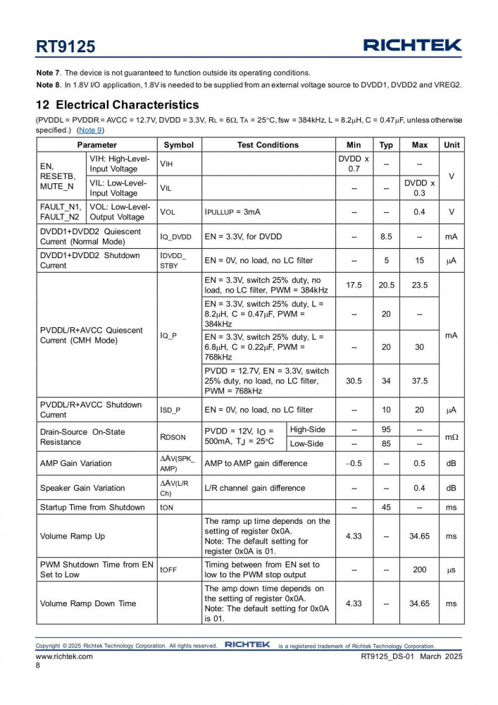 RT9125 datasheet page 8