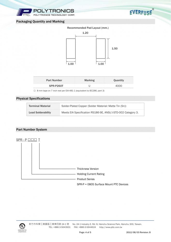 SPR-P260T technical document page 4
