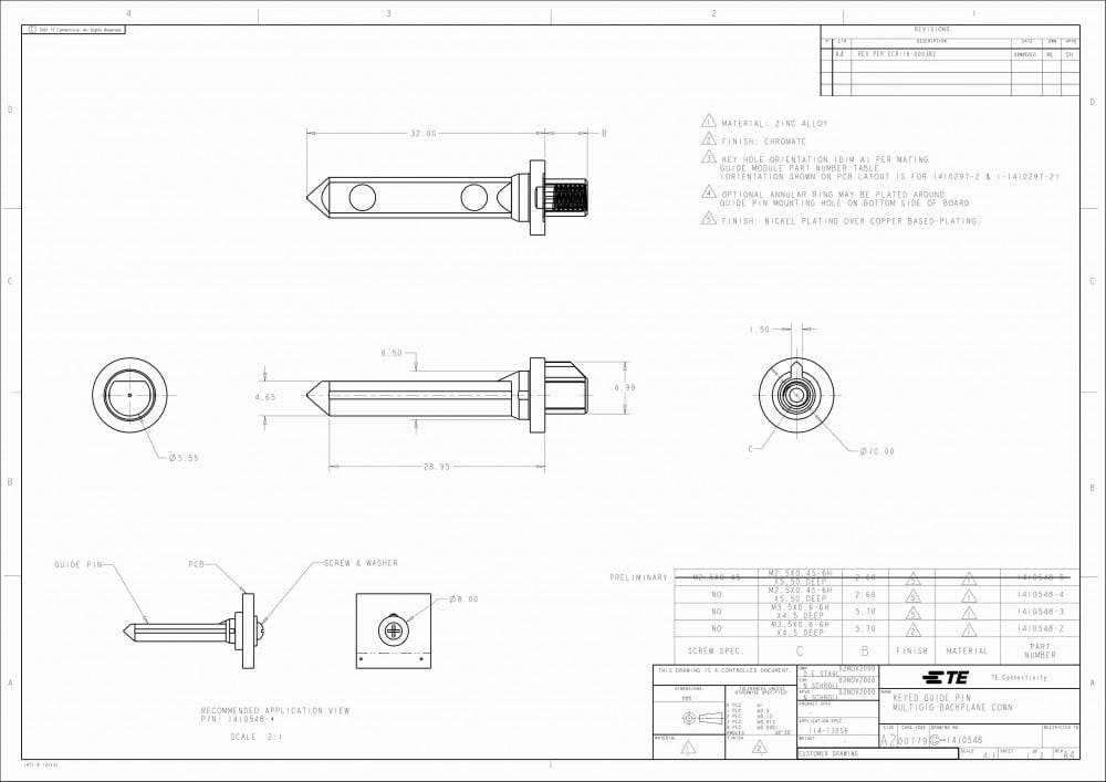 TE Connectivity 1410548-4 technical drawing page 1