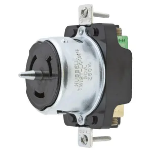 Locking Devices, Twist-Lock®, Industrial, Receptacle, 50A, 250V, 2-Pole 3-Wire Grounding, Non-NEMA, Screw Terminal, Black for sale
