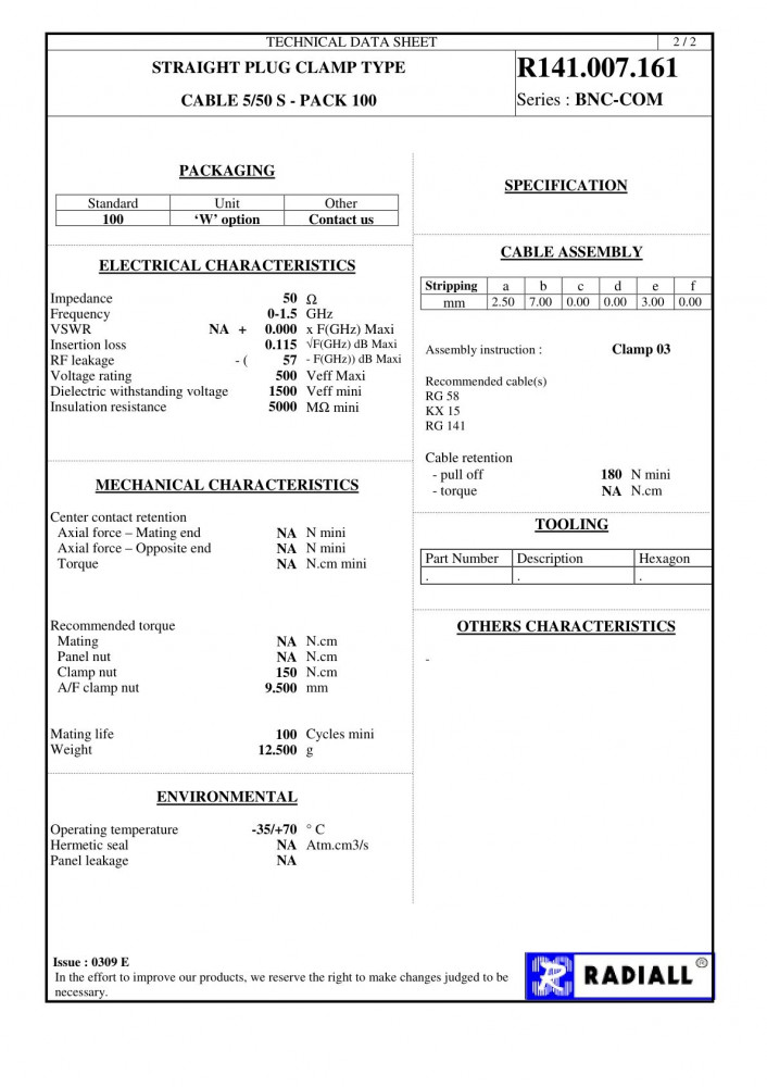 Radiall R141.007.161 technical datasheet, page 2