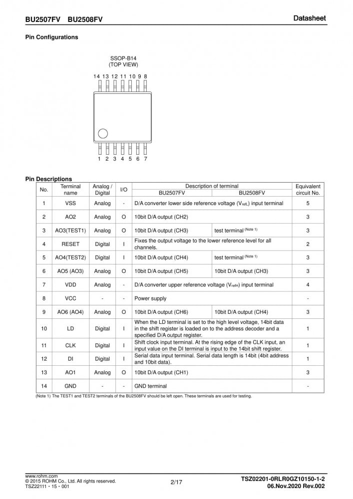 BU2507FV-E2 datasheet page 2