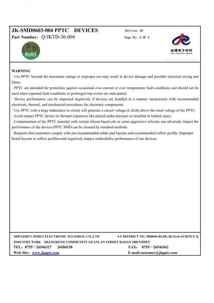 Jinrui JK-SMD0603-003-30V datasheet page 4