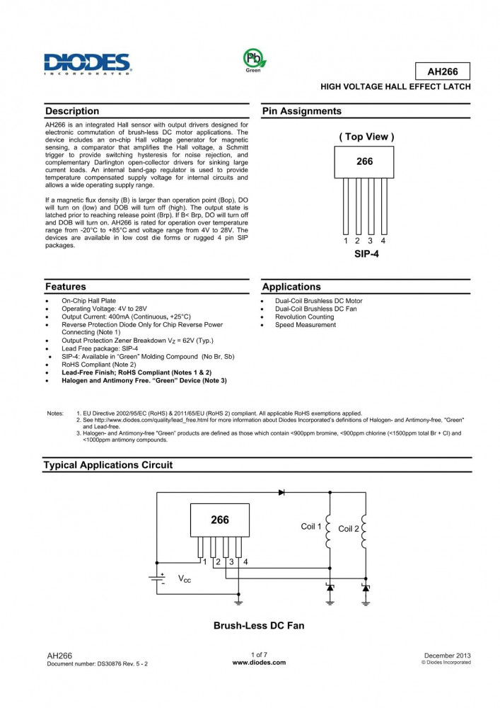 AH266 datasheet page 1