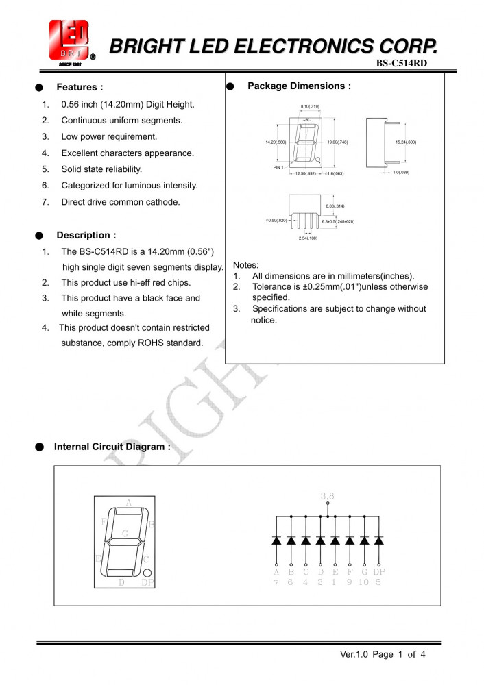 BS-C514RD datasheet page 1