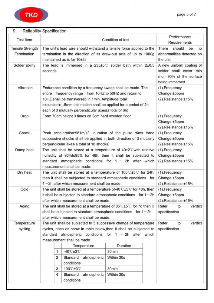 TKD crystal specification page 5