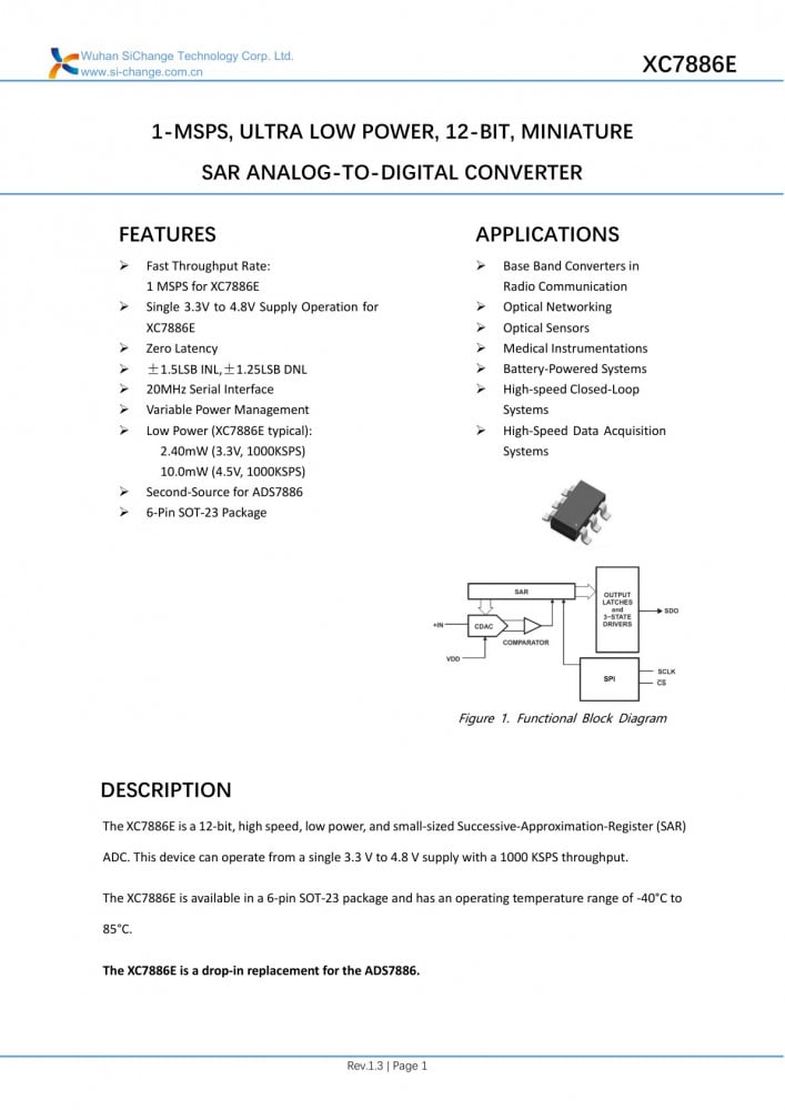 XC7886E technical document page 1