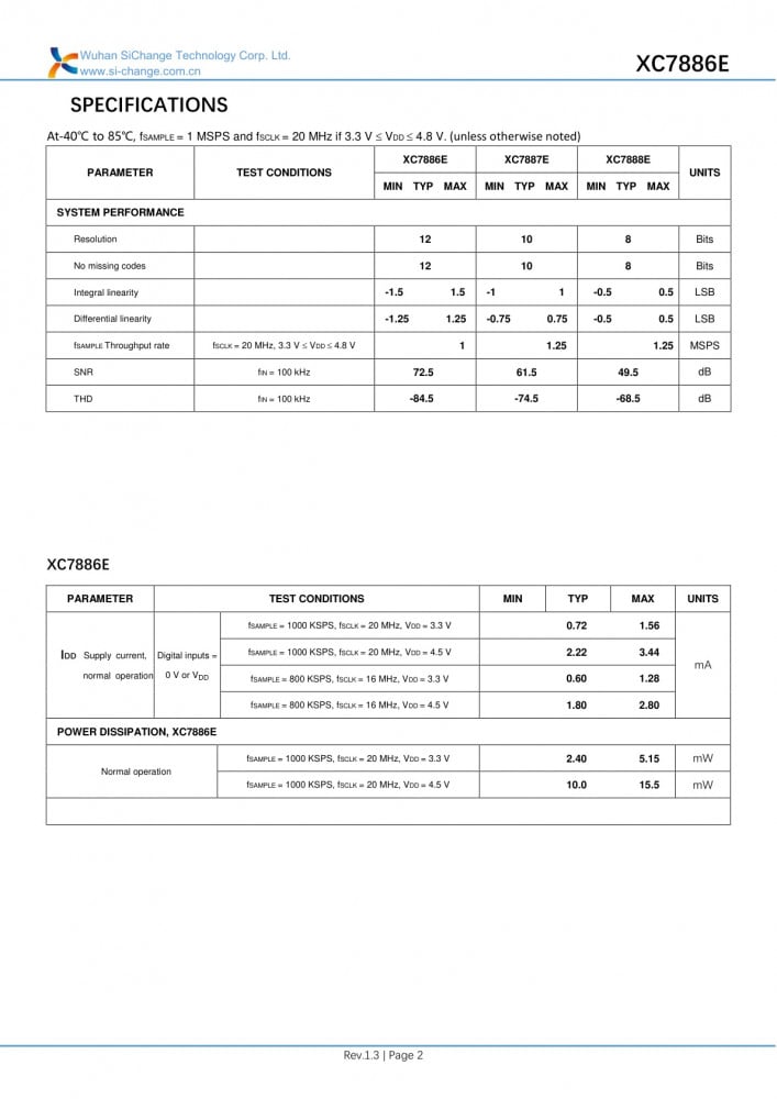 XC7886E technical document page 2