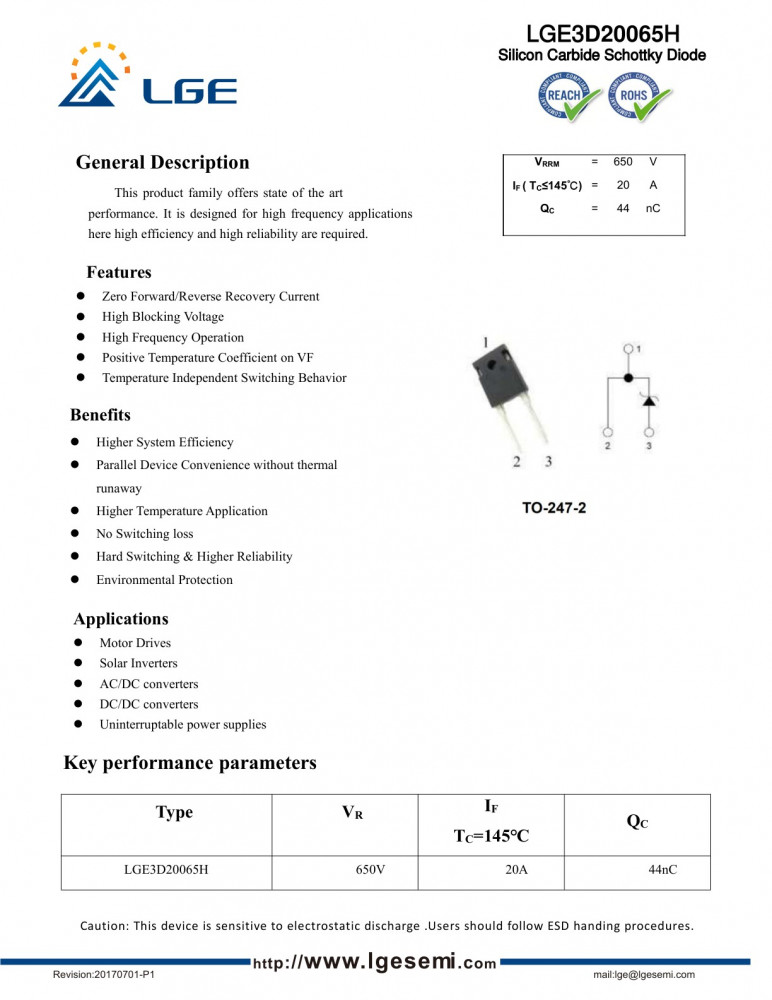LGE3D20065H datasheet page 1