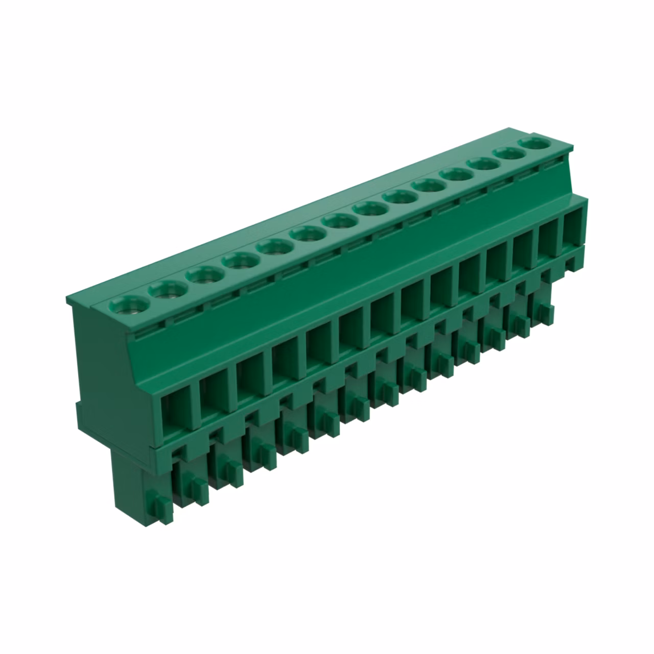 3.81mm Pitch Eurostyle Vertical Plug, Front Wire Entry, Green Housing, Gold (Au) Plated, 14 Circuits for sale