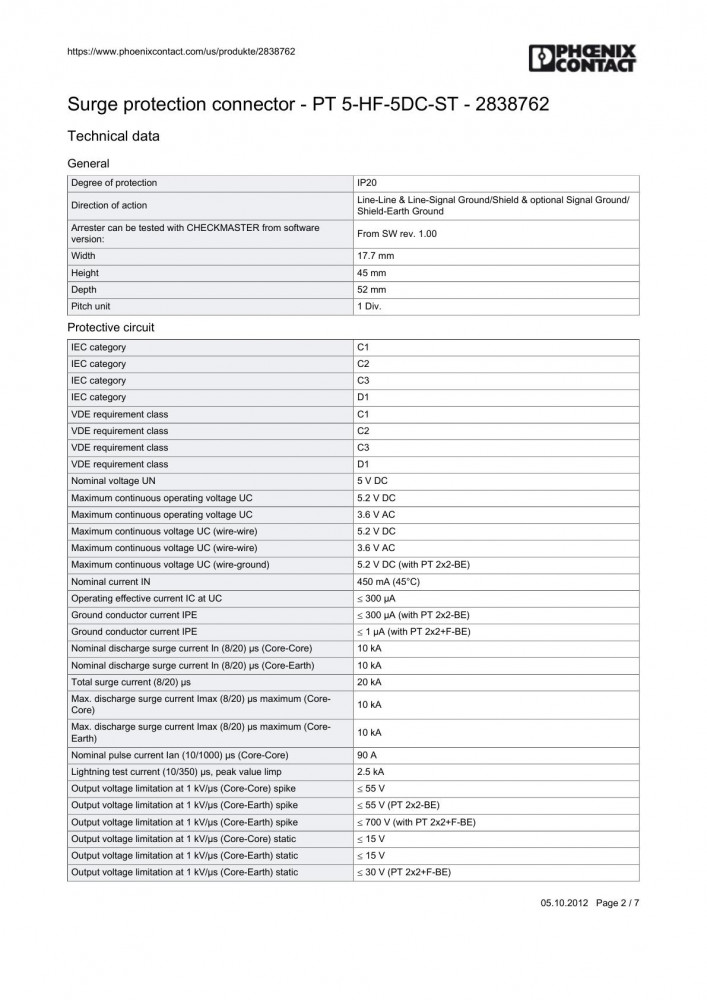 Phoenix Contact 2838762 technical document page 2