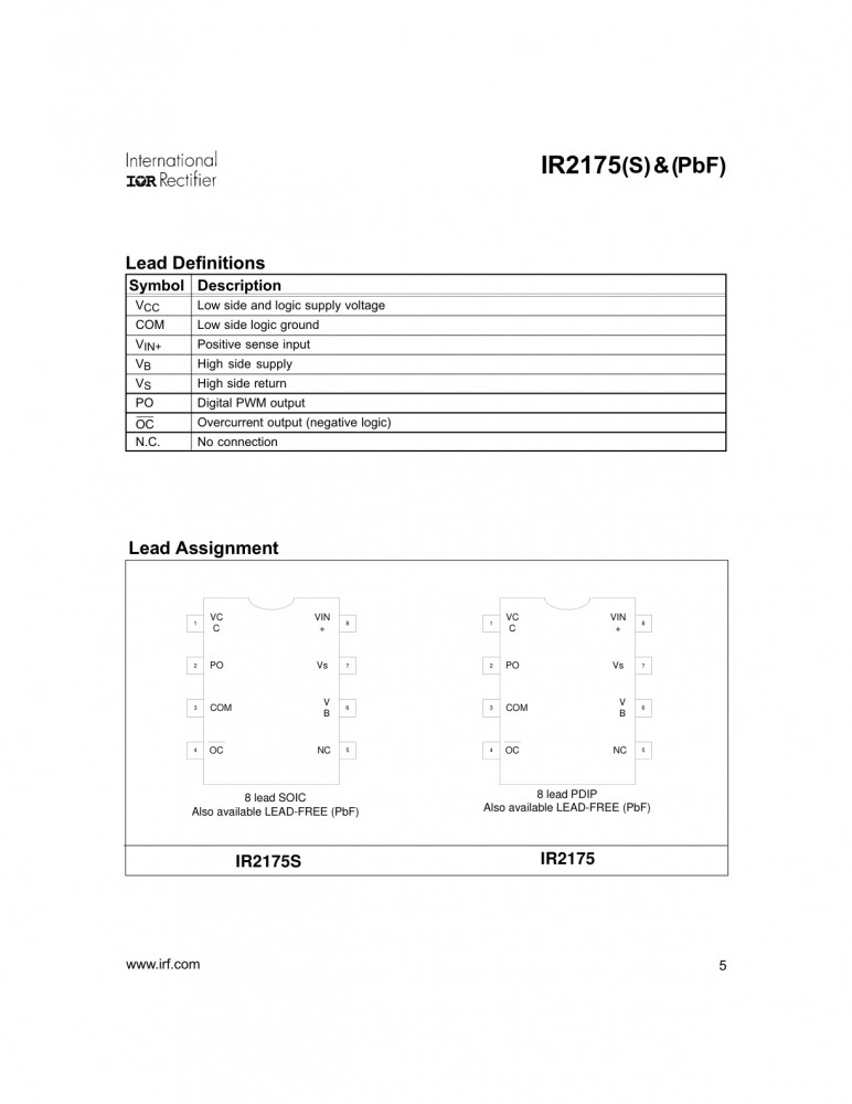 IR2175 datasheet page 5