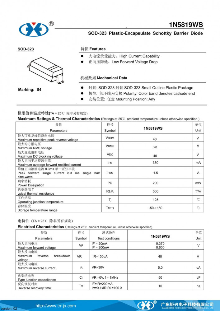 1N5819WS datasheet page 1