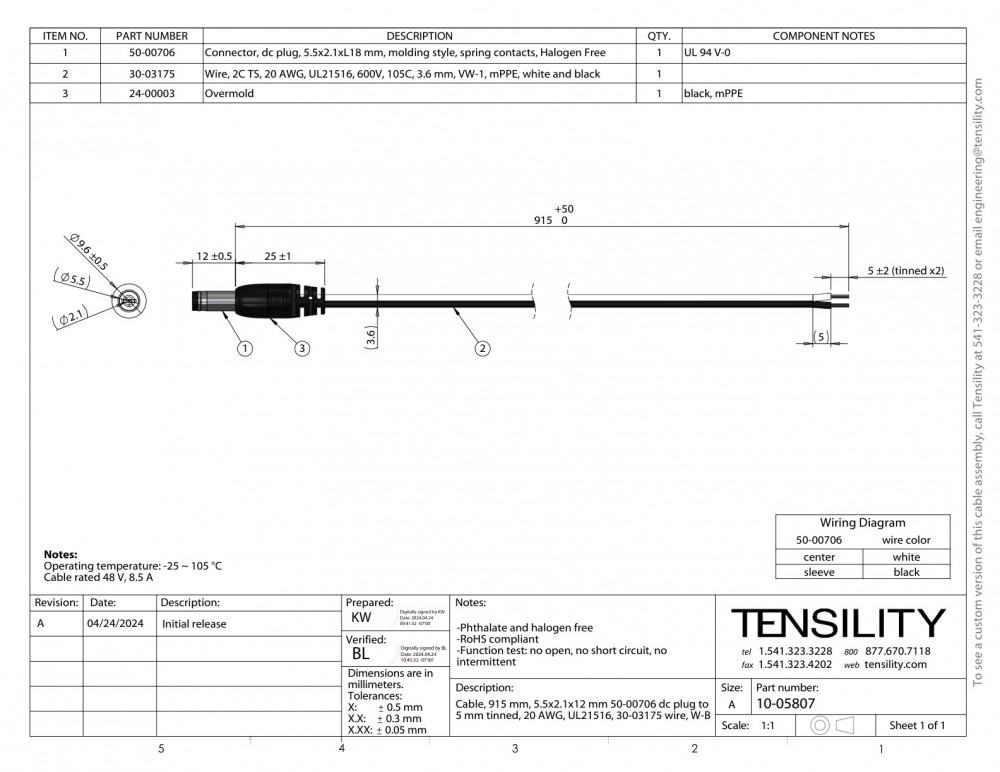 Tensility International 10-05807 product drawing
