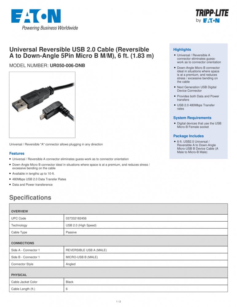 UR050-006-DNB technical document page 1