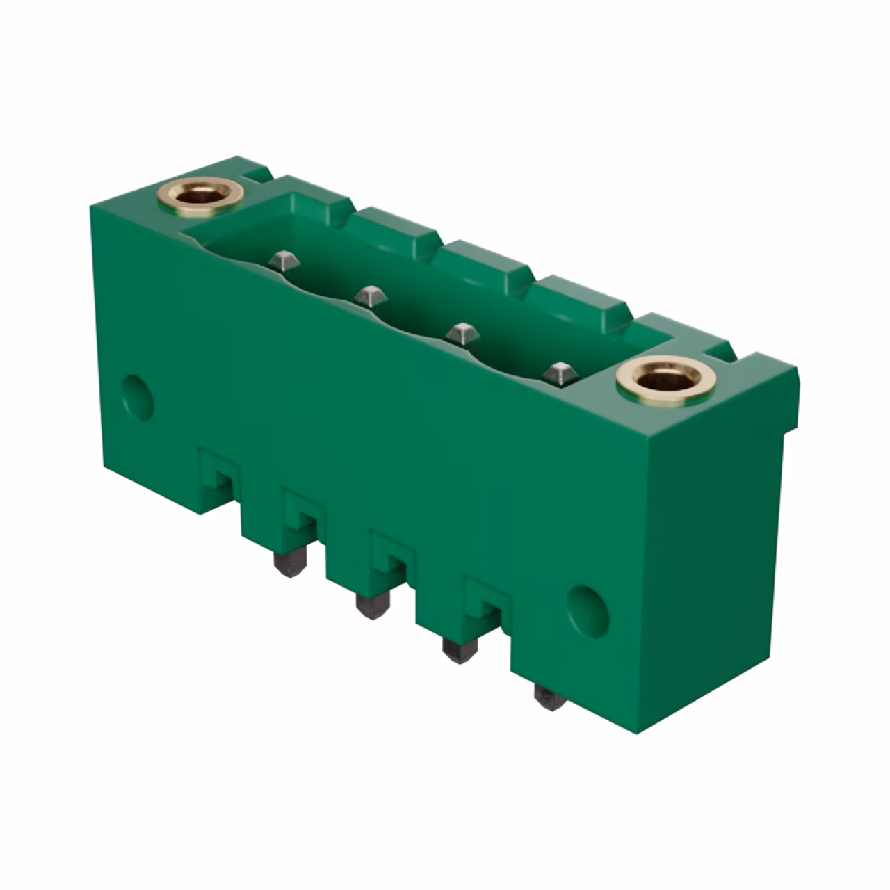 5.00mm Pitch Eurostyle Vertical PCB Header, with Threaded Retention Inserts, Green Housing, 4 Circuits for sale