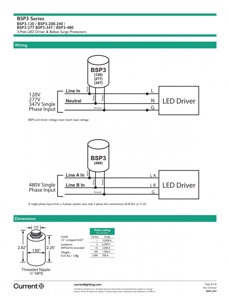 BSP3 series technical document page 2