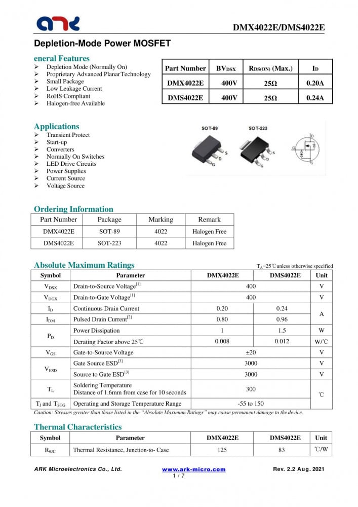 DMX4022E datasheet page 1