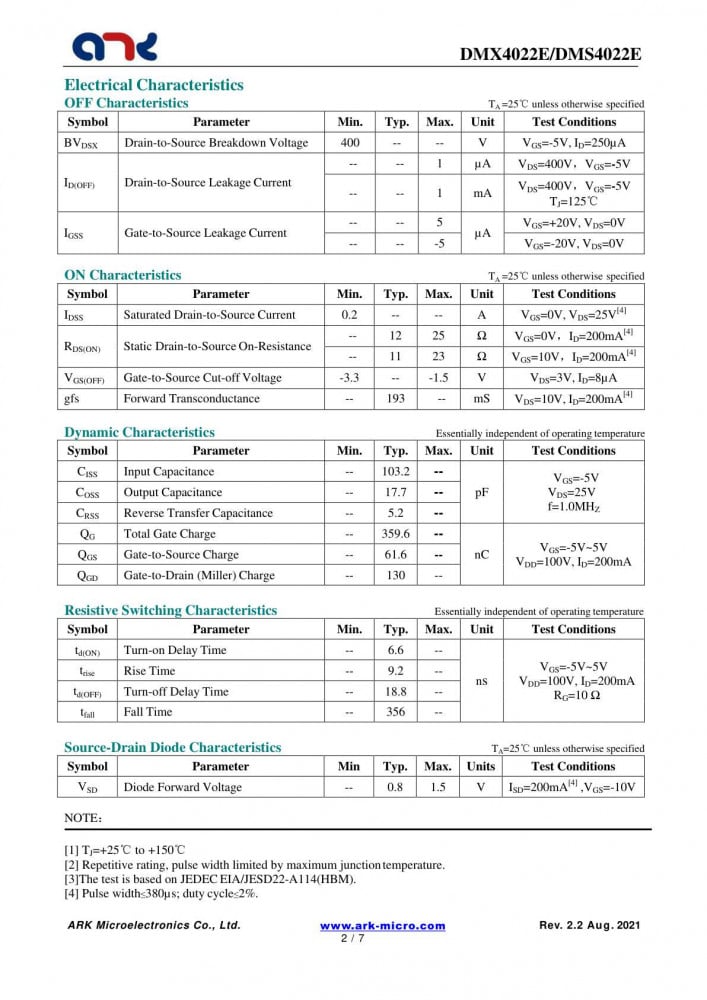 DMX4022E datasheet page 2
