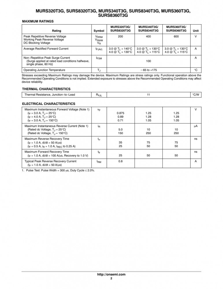 MURS360T3G datasheet page 2