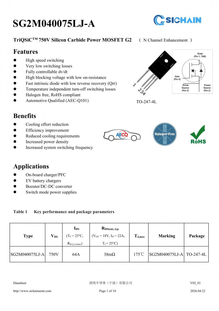 SG2M040075LJ-A datasheet page 1