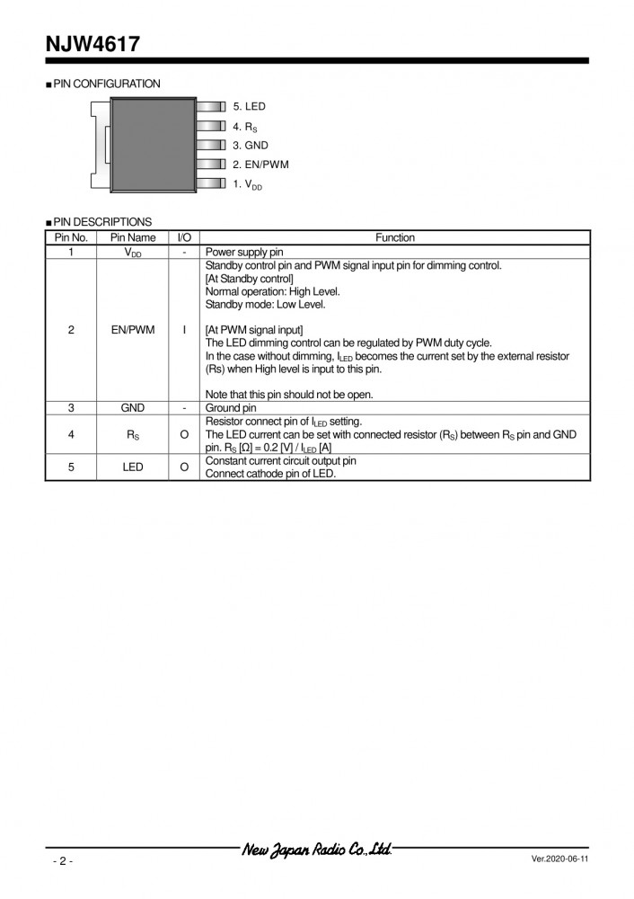 NJW4617 technical document page 2