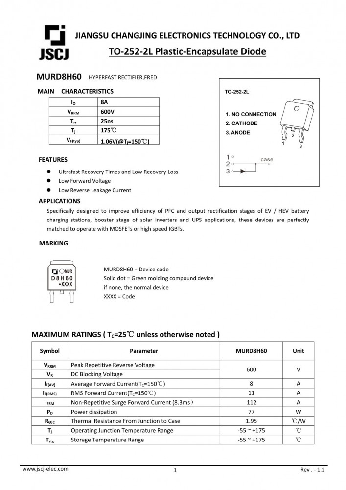MURD8H60 datasheet page 1